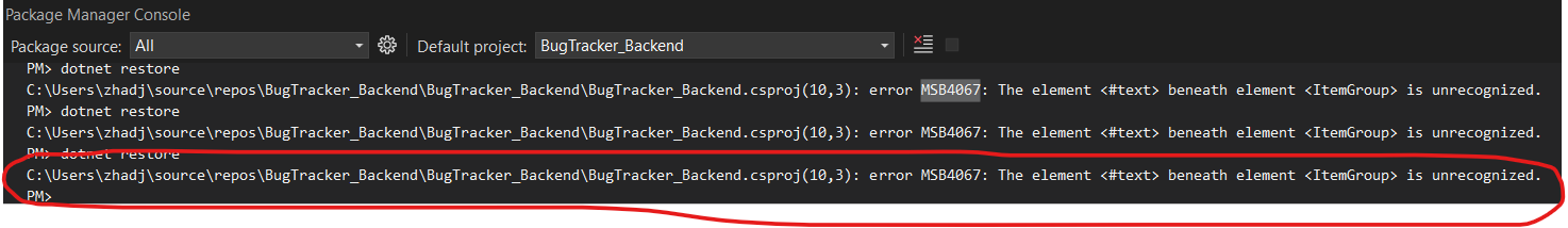 How to fix error MSB4067 with the given XML inside my .csproj ...