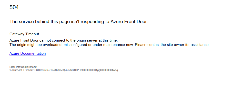 Azure Front Door SaaS - vermehrte Fehlermeldungen mit Fehler 502 (Bad ...
