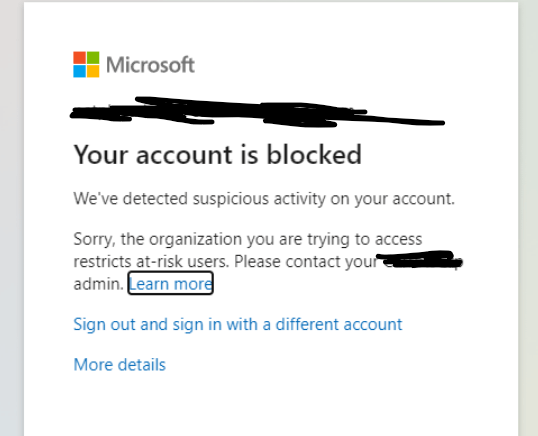Login Error | Your Account Is Blocked - Microsoft Q&A