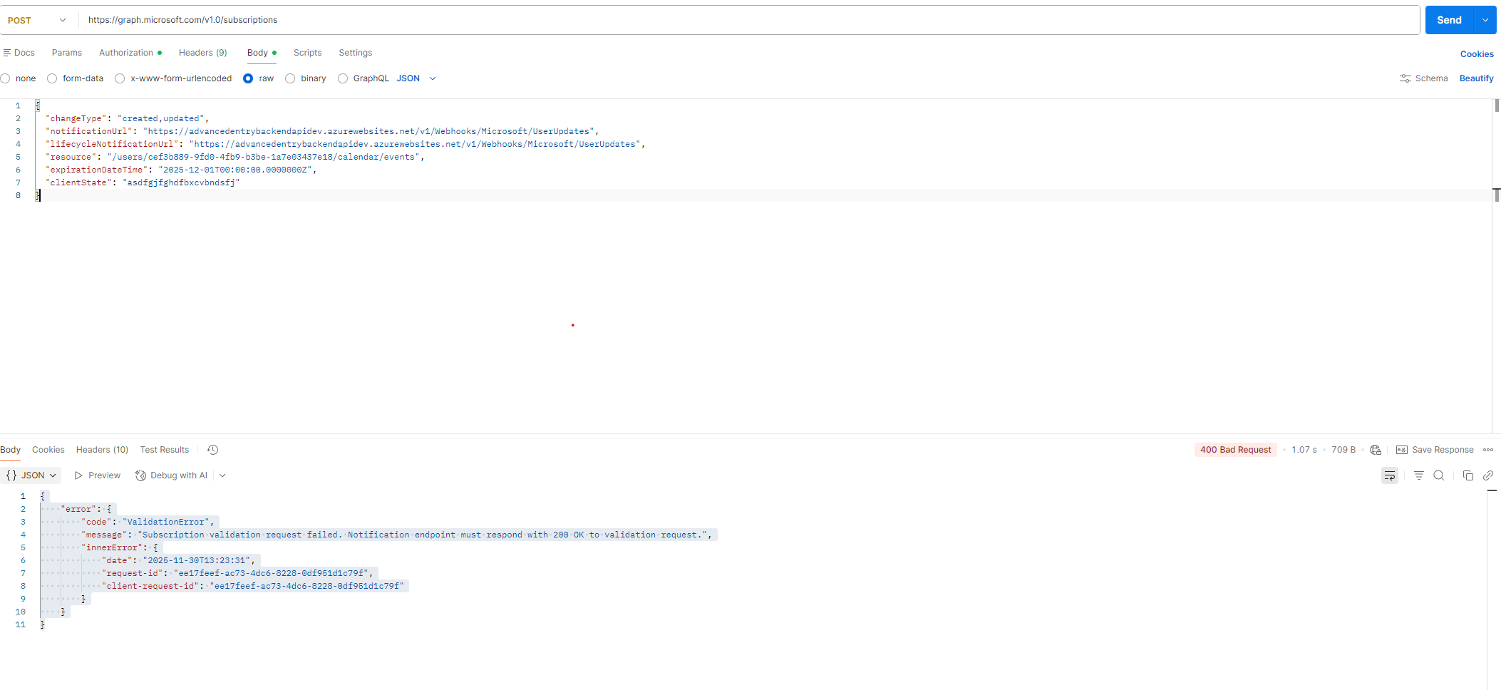 Trying to validate token for webhook subscription keeps returning Bad ...