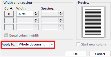 How to fix "column width cannot be less than 1.27cm" error when ...