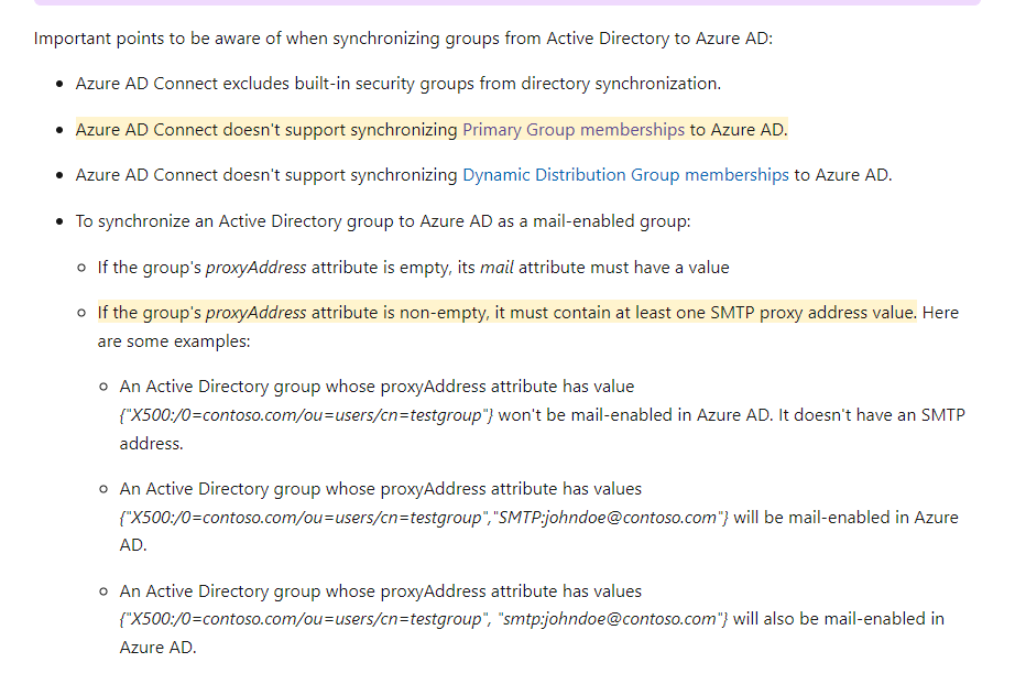 AD Connect sync does not sync Security Groups - Microsoft Q&A