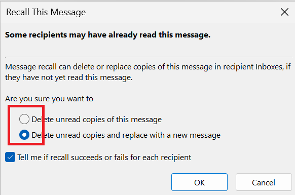 How do I cancel or rescind an email already sent? - Microsoft Q&A