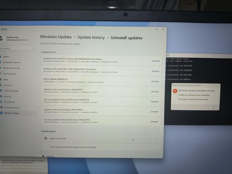 windows11 The patch does not have an uninstallation option。 - Microsoft Q&A