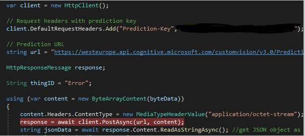 Custom Vision C Prediction Api Gives Requestexception Microsoft Qanda