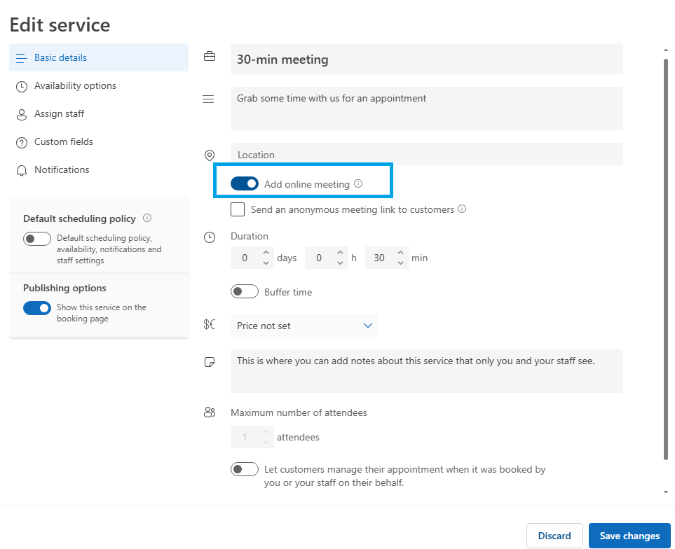 In MS Bookings, when customers are re-booking, there is no Teams link ...