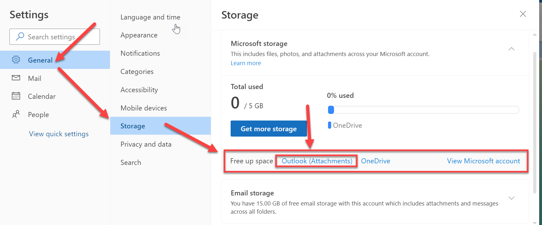 How to separate Microsoft storage and Outlook storage ? - Microsoft Q&A