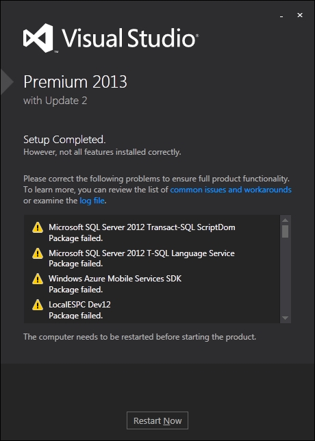 Visual Studio 2013 Install Failed Packages - been trying for 2 days - Microsoft Q&A