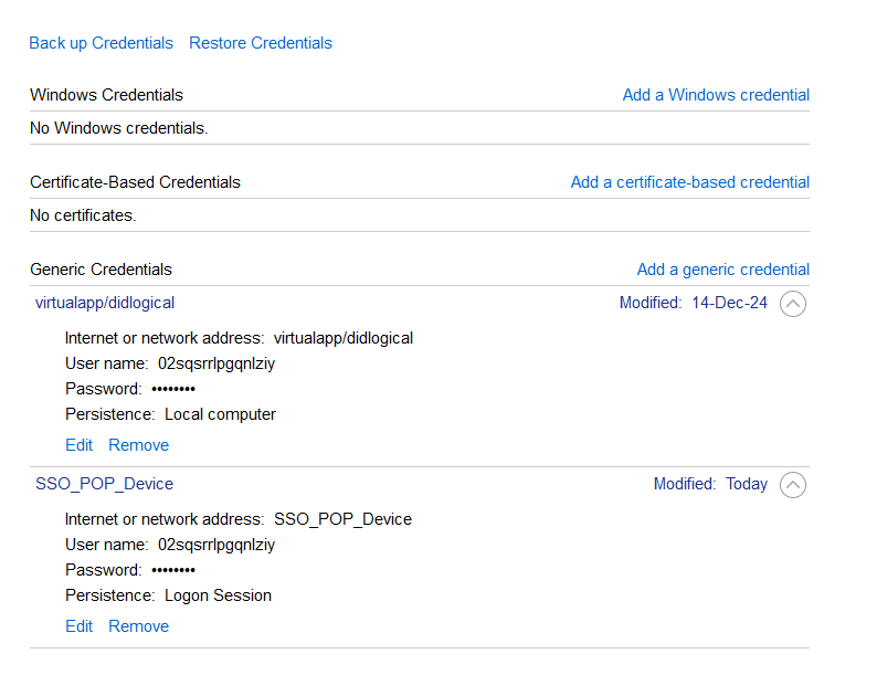 What are Web and Windows credentials? is it safe to modify or remove ...