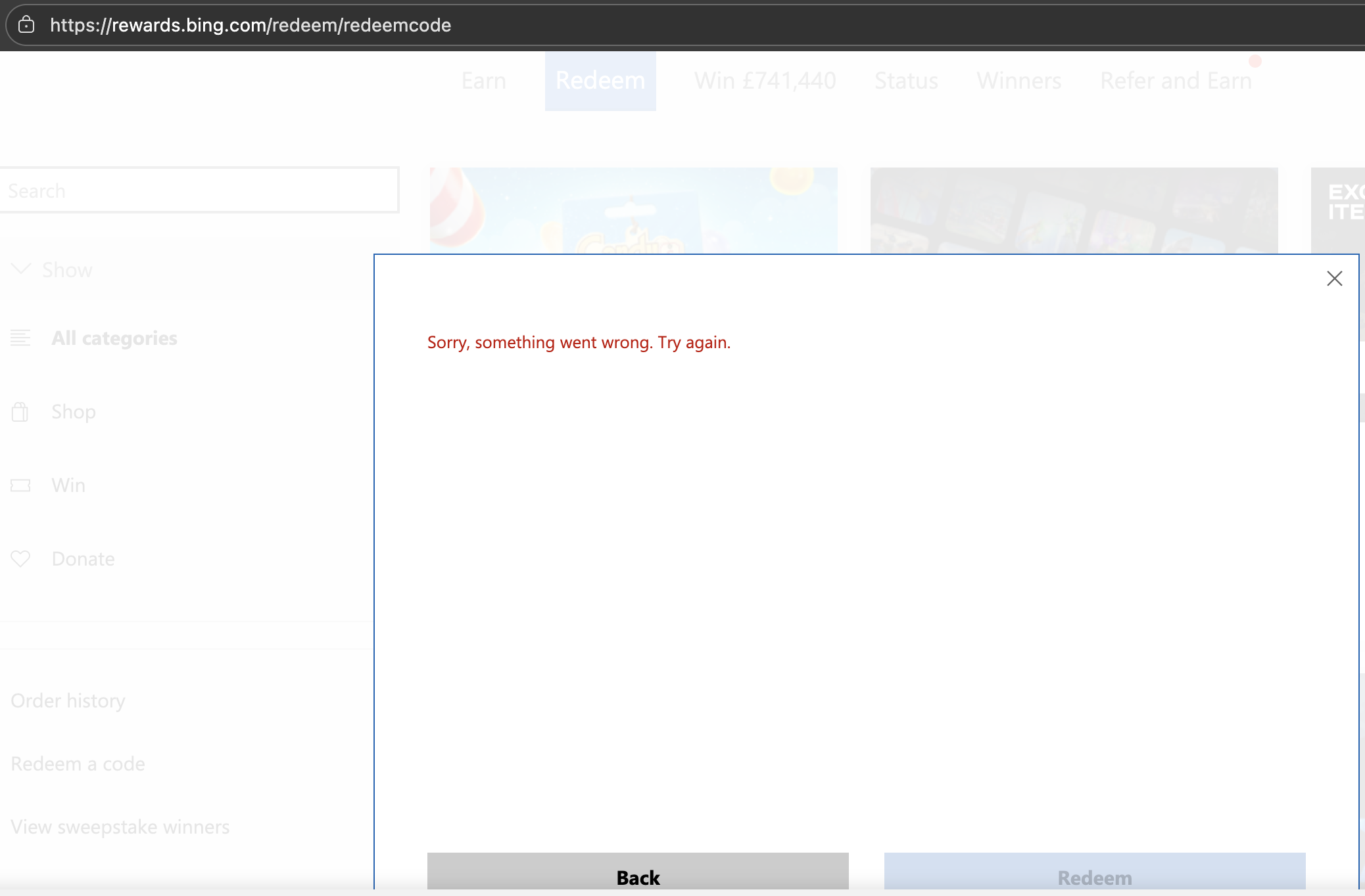 Microsoft Rewards code redeem error - Microsoft Q&A