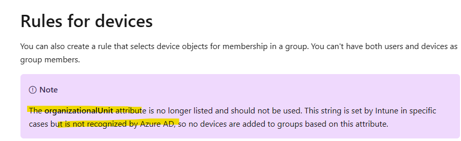 Device AAD group rules based on Local AD OU location - Microsoft Q&A
