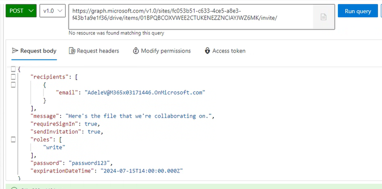 /invite endpoint "notAllowed" but /createLink ok in Sharepoint via Graph API - Microsoft Q&A