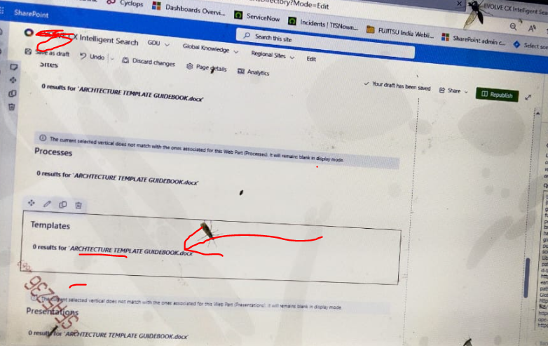 not able to search document from template and queries around PNP search ...