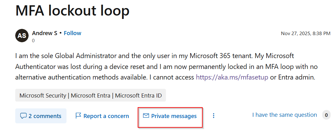 MFA lockout loop - Microsoft Q&A