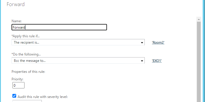 Forwarding Rules on Resources Mailboxes on Exchange online - Microsoft Q&A