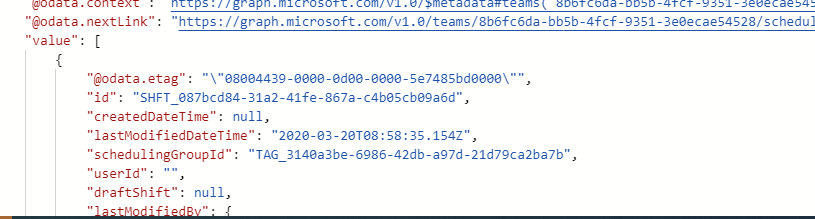 Microssoft Graph explore raises an error when fetching next page with ...