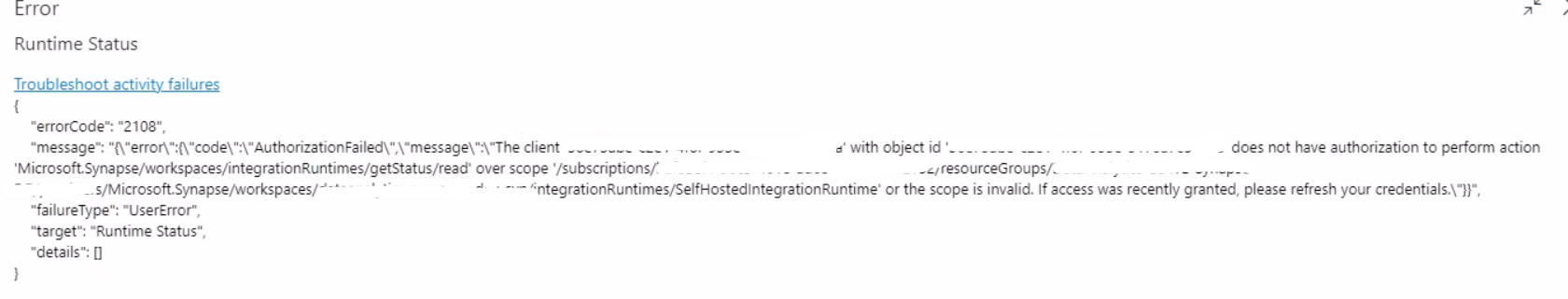How to get notified when synapse integration runtime status is not in running state - Microsoft Q&A