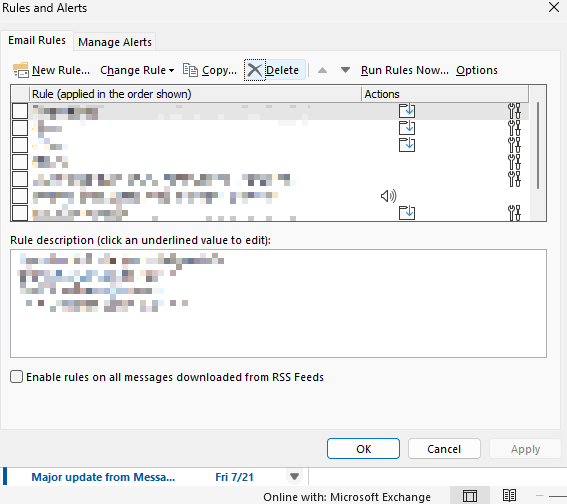 Outlook in Online (not cache mode) Does not Support Rules? - Microsoft Q&A