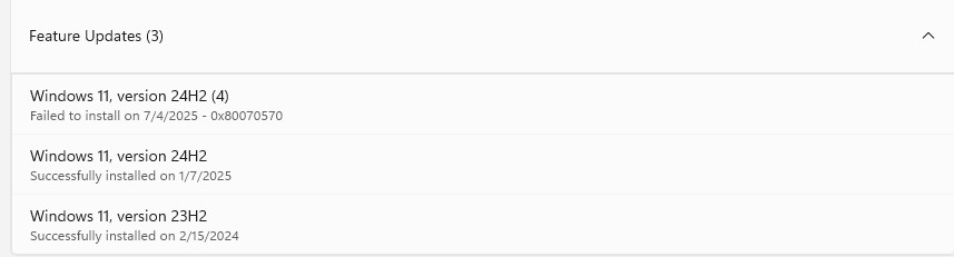 win11, under installed updates shows 24h2 installed, but System version ...