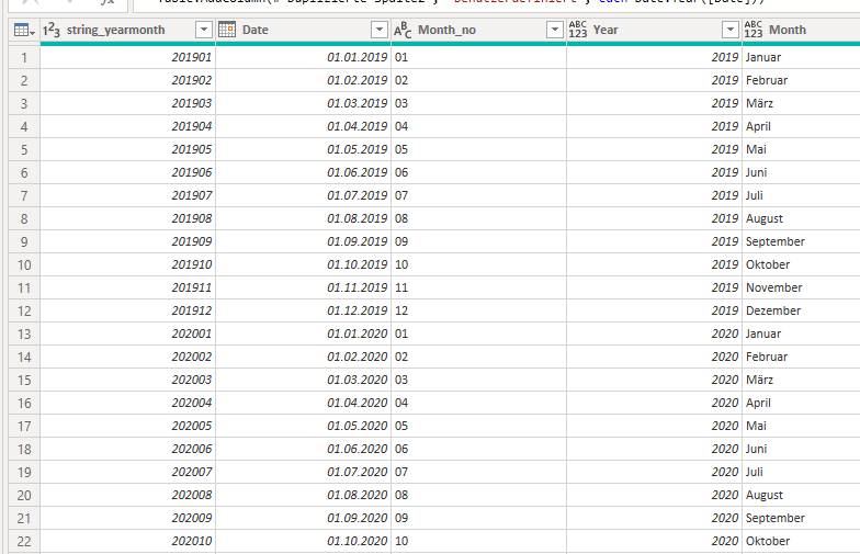 how to create "year"-field and "month"-field out of e.g. "202309 ...