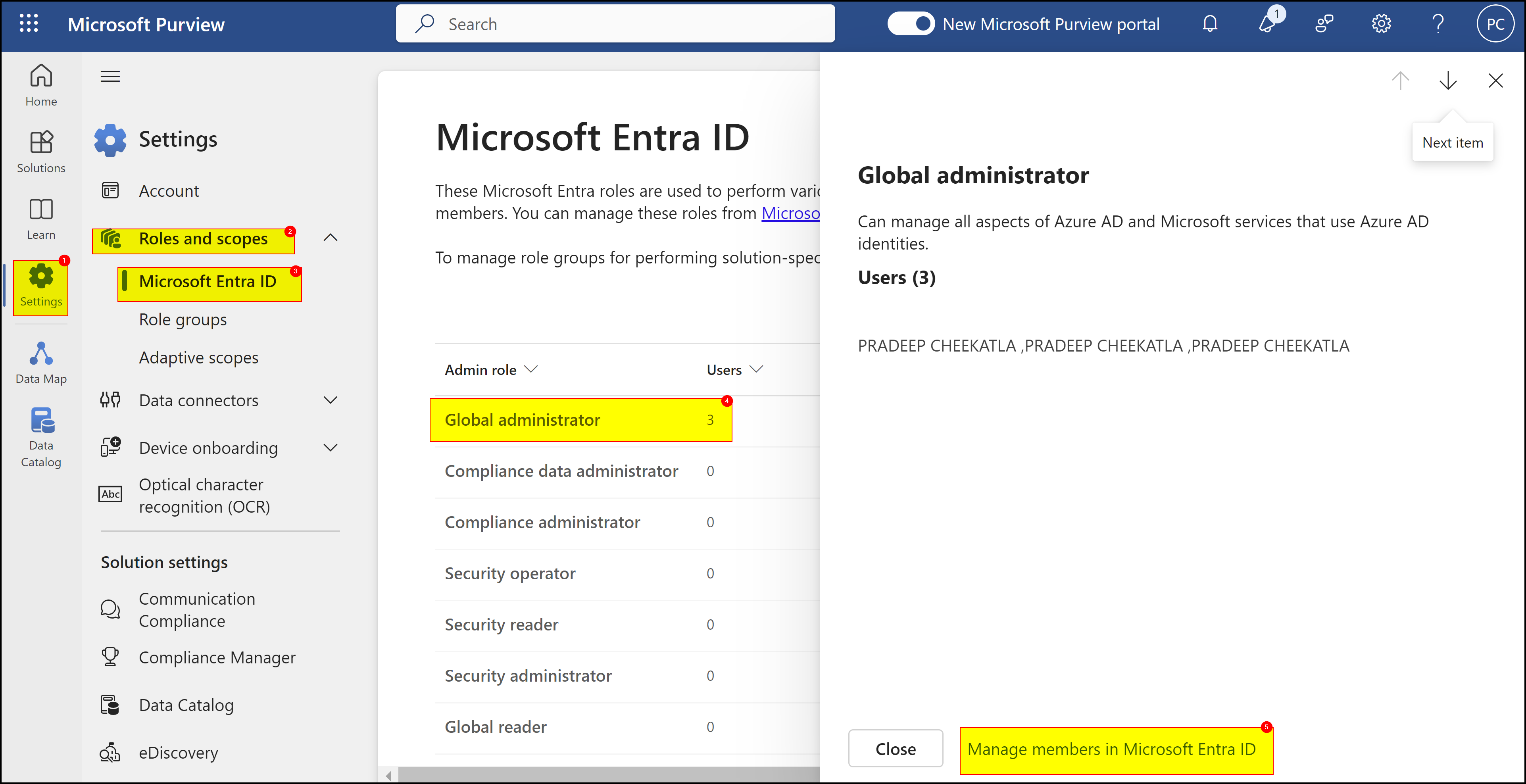 Cannot access Role and permissions page in Data Catalog solution despite being data governance ...