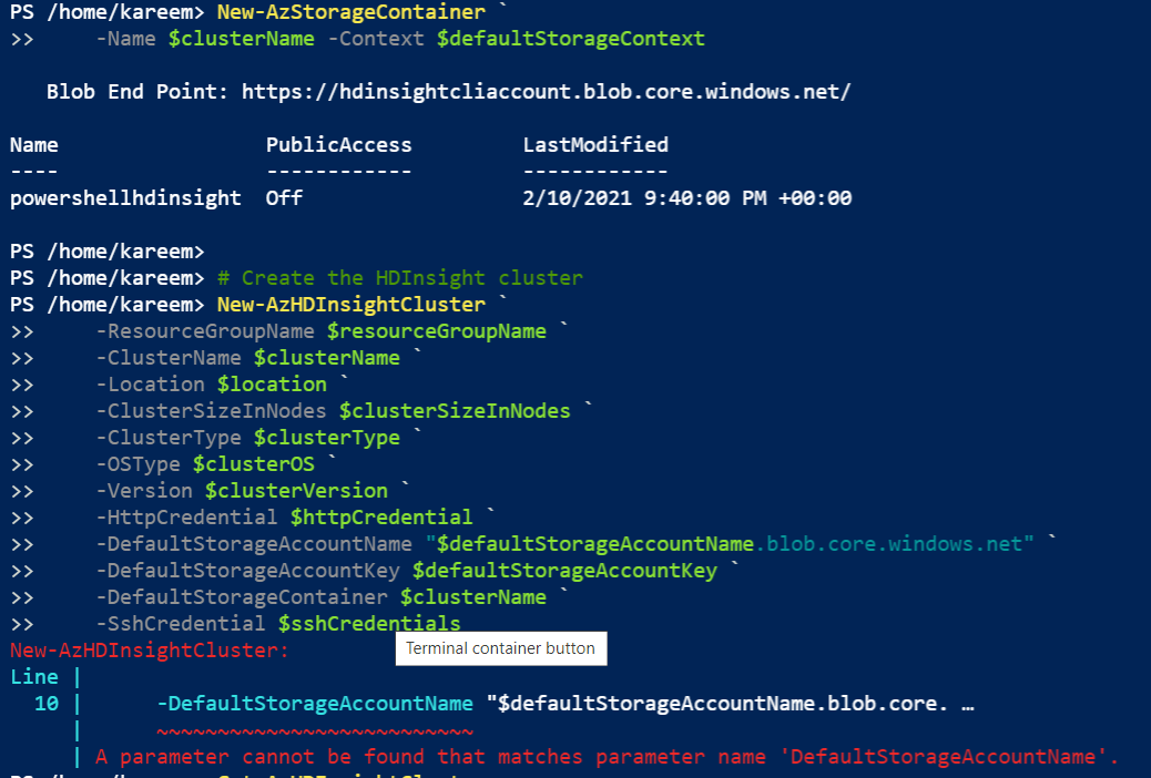 Unable To Create Hdinsight Cluster Using Azure Powershell Microsoft Qanda