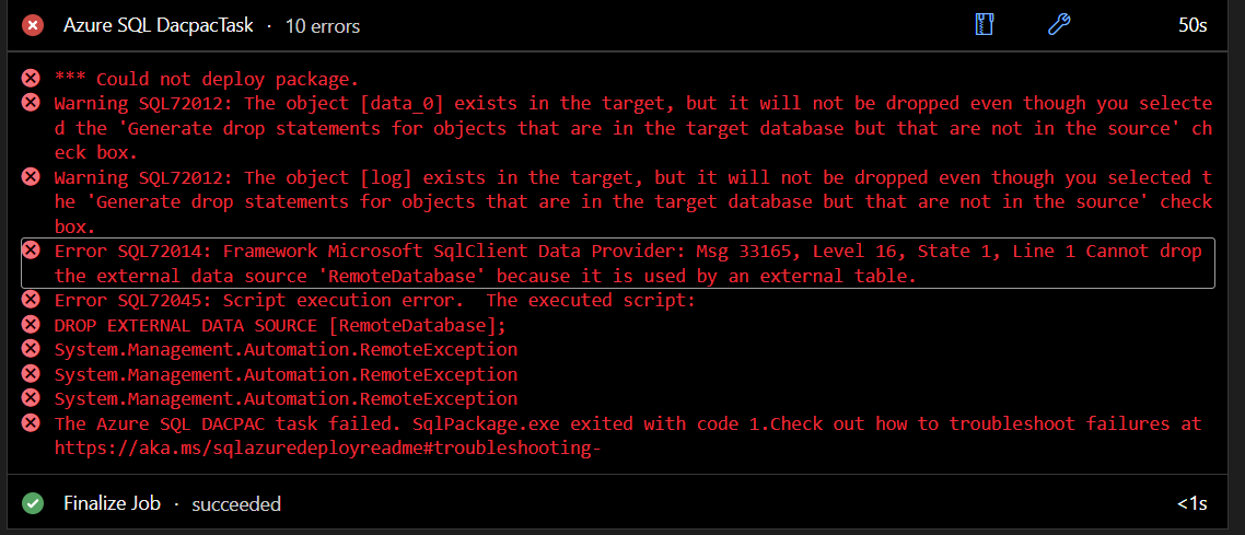 Unable To Deploy Azure Sql Db Using Devops Microsoft Qanda