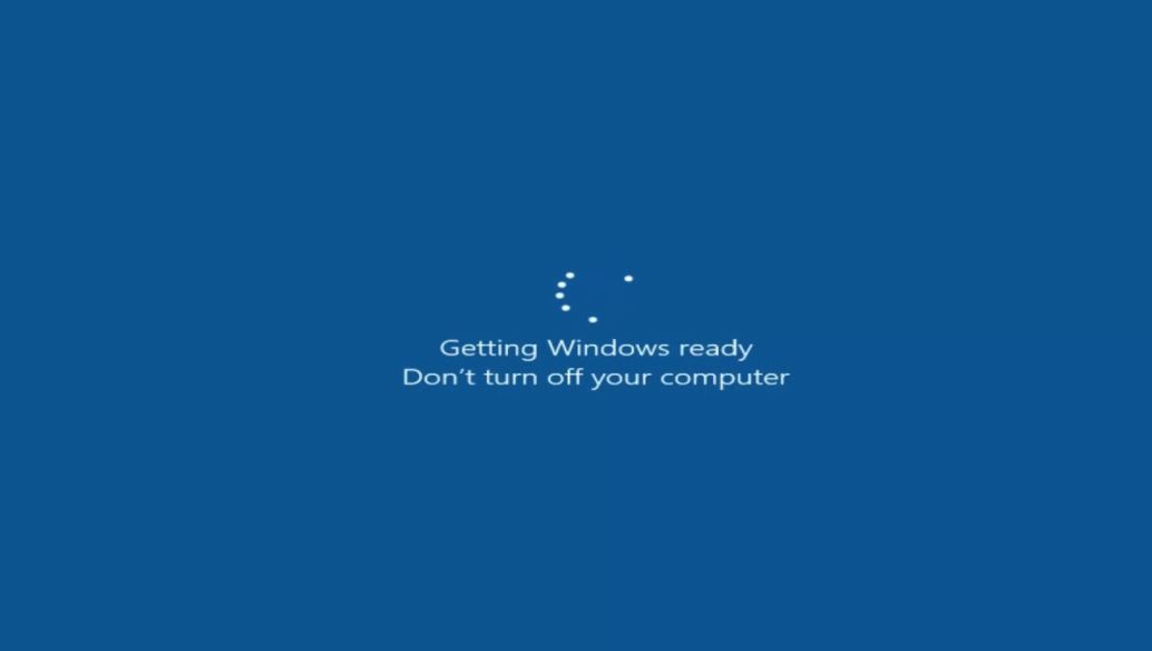 Windows 10 stuck after restart on blue screen "getting windows ready ...