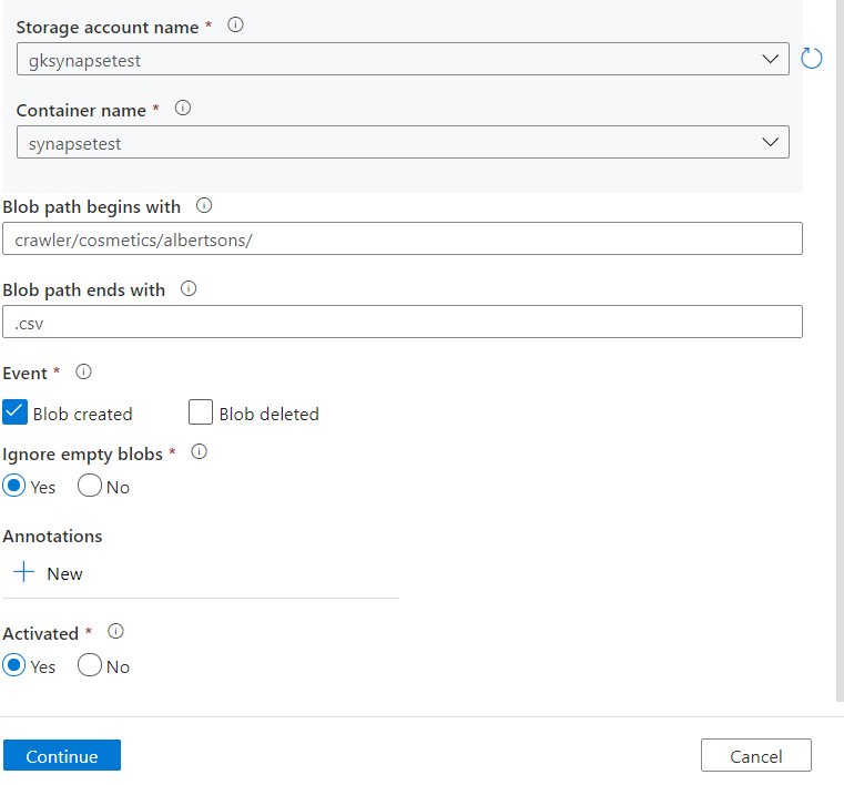 Event Based trigger on Synapse is not working when the blob is created in the container through ...