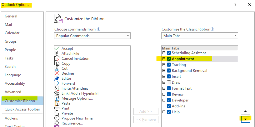 How to set the default tab when scheduling a new appointment in Outlook ...
