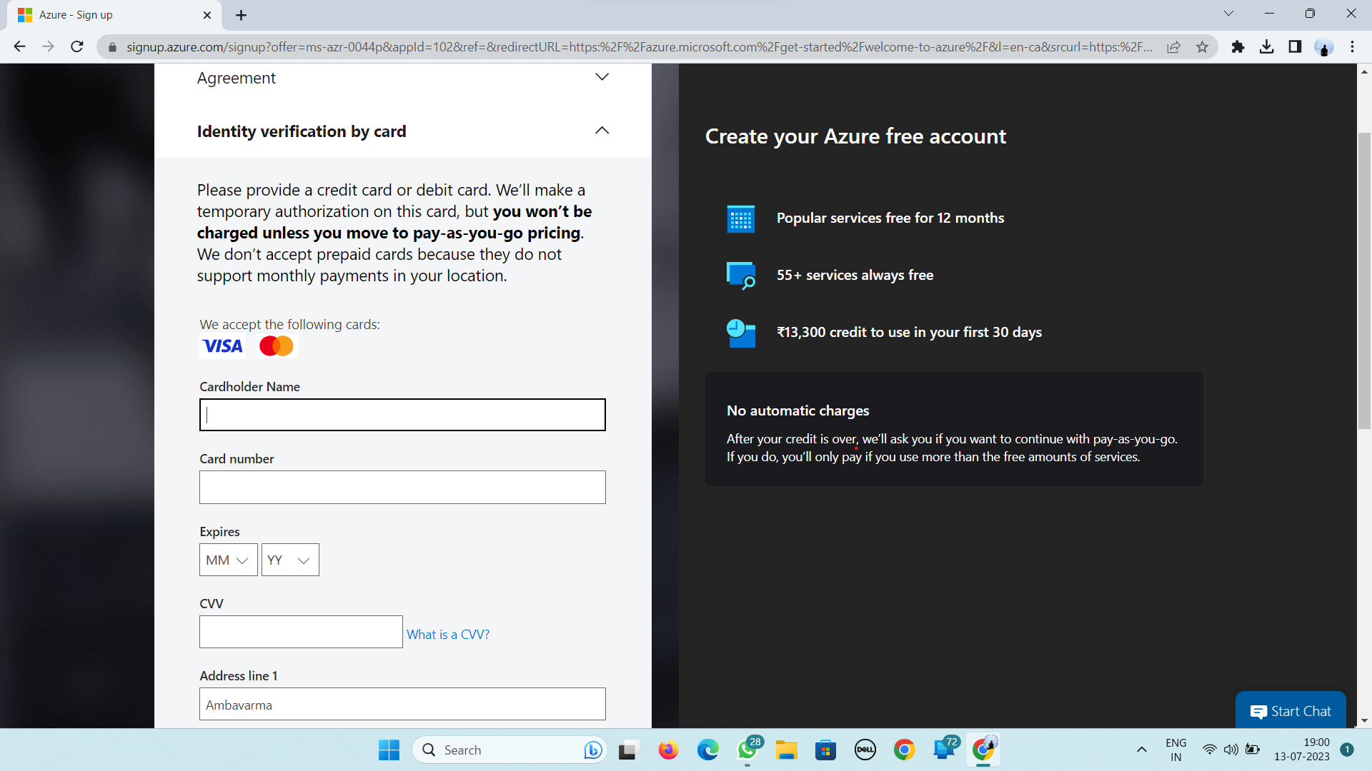 not eligible for azure free account - Microsoft Q&A