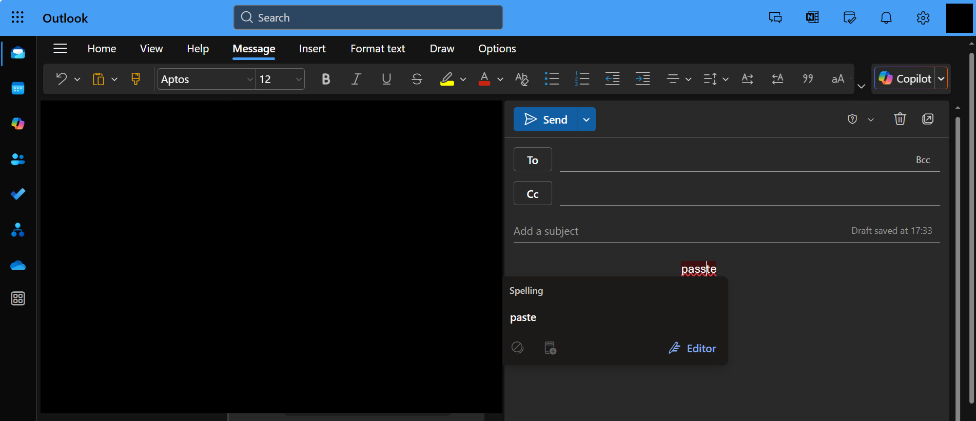 spell check on left click in Outlook - Microsoft Q&A