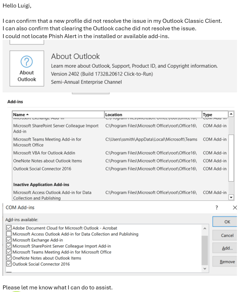 Add-in Missing on Outlook (KnowBe4 add-in) - Microsoft Q&A