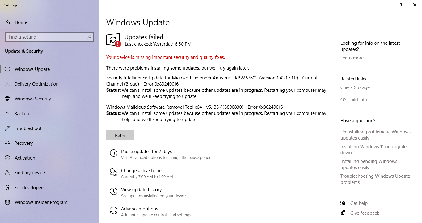 Can't update Windows 10 - Microsoft Q&A