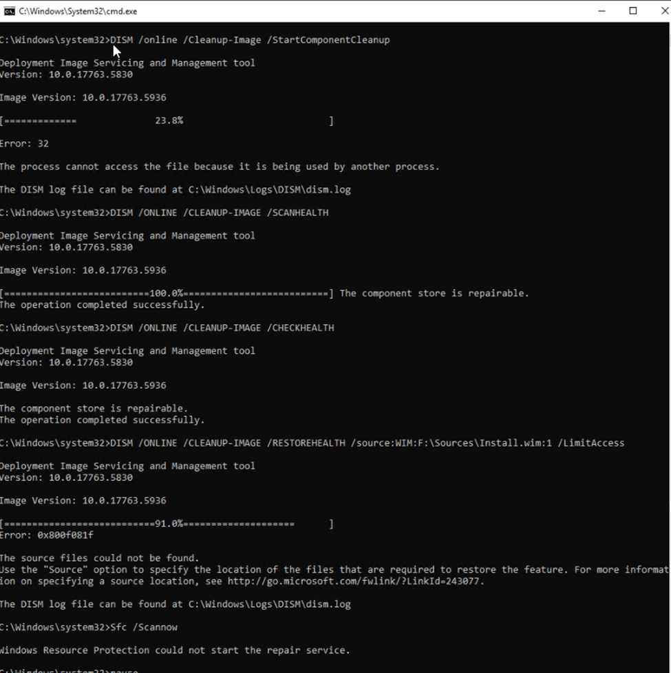 Server 2019 error code 0x80073712 - Microsoft Q&A