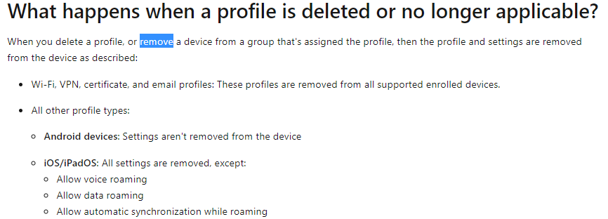 Management profile intune iOS - withdrawal of the restriction problem ...