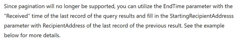 Exchange Reports - Office 365 Reporting web service Pagination issue - Microsoft Q&A