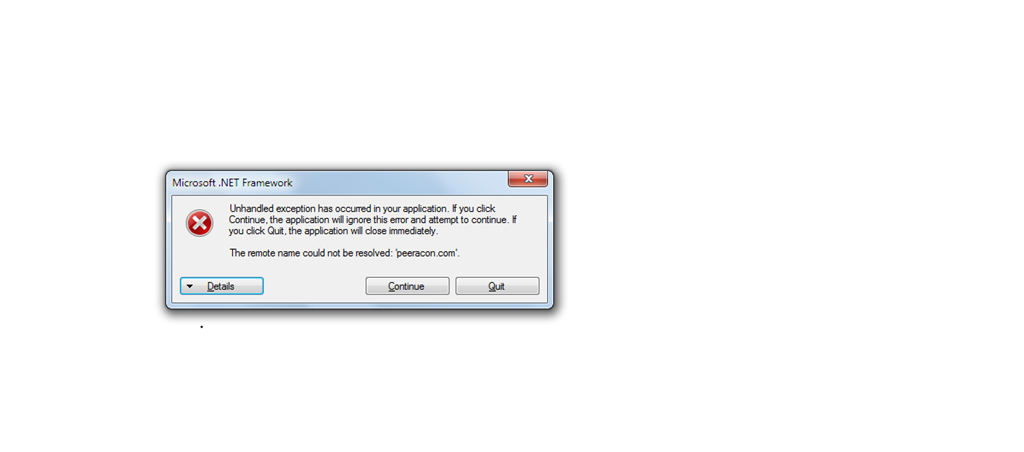 Microsoft .Net Framework error. Remote name could not resolve to ...