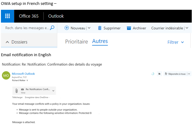 O365 DLP default email notification only in English - Microsoft Q&A