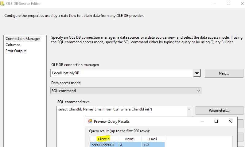 Problem Passing List Of Ints In Ole Db Source Parameter Microsoft Qanda 7218