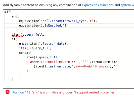 How to fix - 'and' is a primitive and doesn't support nested properties - Microsoft Q&A