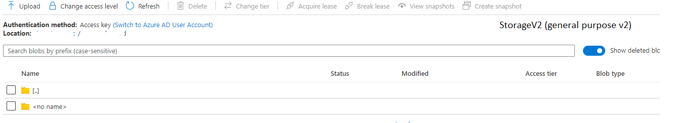 Azure General Purpose V2 Blob Storage File Deletion Showing File Microsoft Qanda
