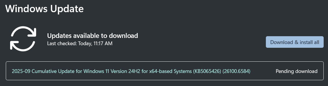 Windows Update - KB5065426 Downloads, Installs, then Goes to Pending ...