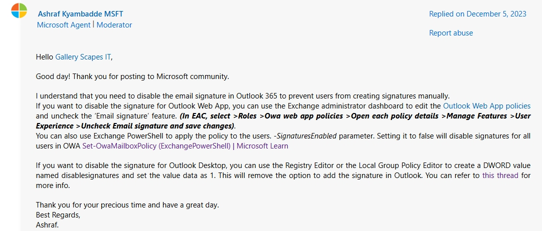 How to disable and remove email signatures from outlook 365 - Microsoft Q&A