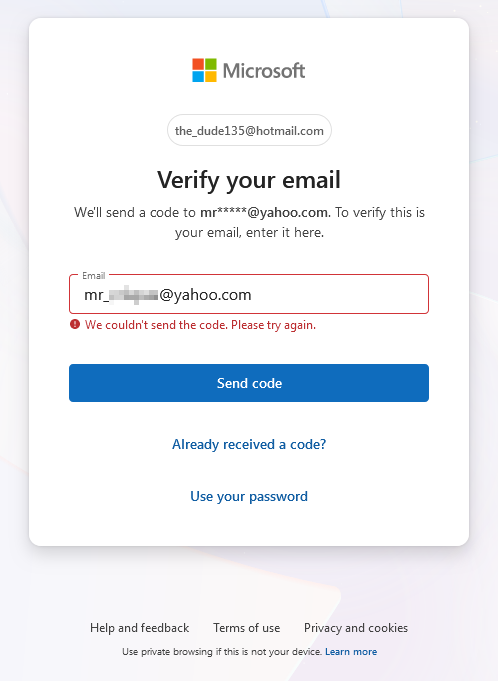 Can't Send Verification Code - Microsoft Q&A