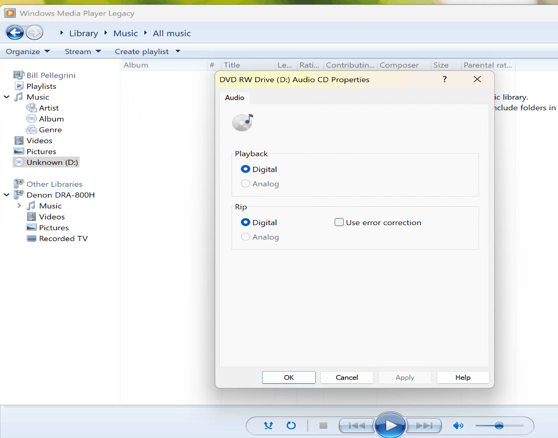 Cannot play or rip audio CD in DVD RW drive using Windows Media Player ...