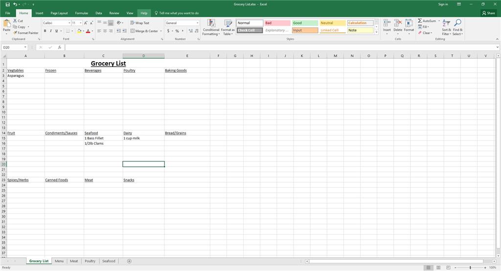 Formula to make a grocery list - Microsoft Q&A