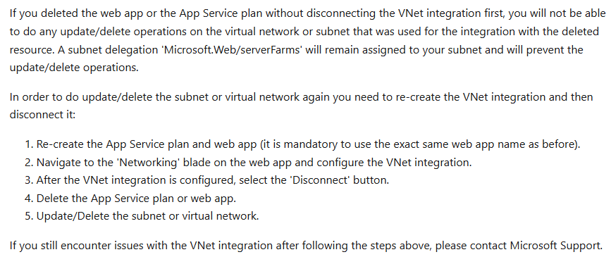vNet deletion - Microsoft Q&A
