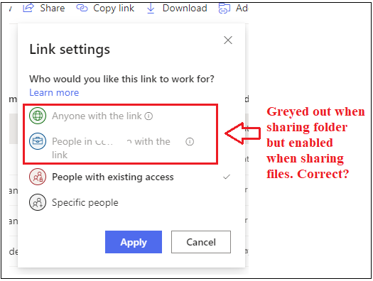 Folder sharing disabled. - Microsoft Q&A