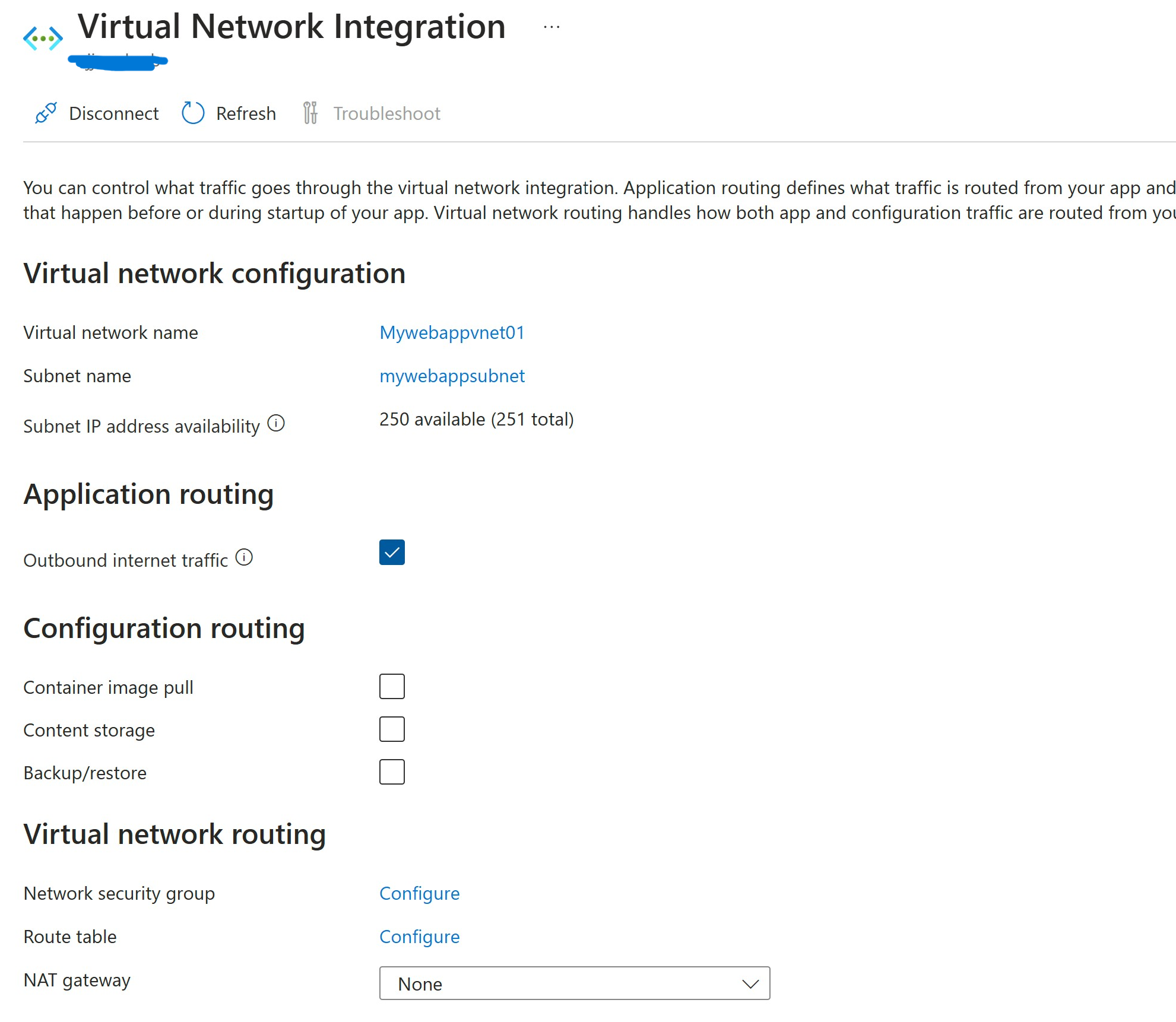 Issues with WEBSITE_VNET_ROUTE_ALL Setting and Routing Traffic through Azure NAT Gateway for App ...